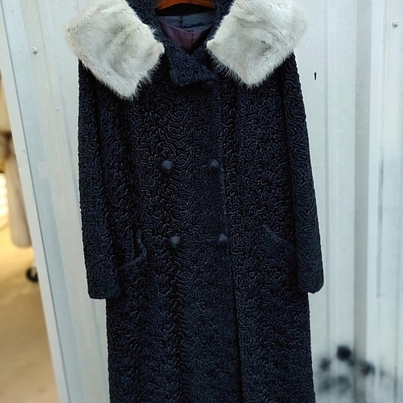 Jackets & Coats | Vintage Genuine Champagne Mink Fur Collar Karakul ...